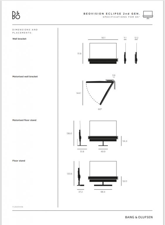 Bang & Olufsen Motorised Floor Stand Beovision Eclipse 2nd Set ...
